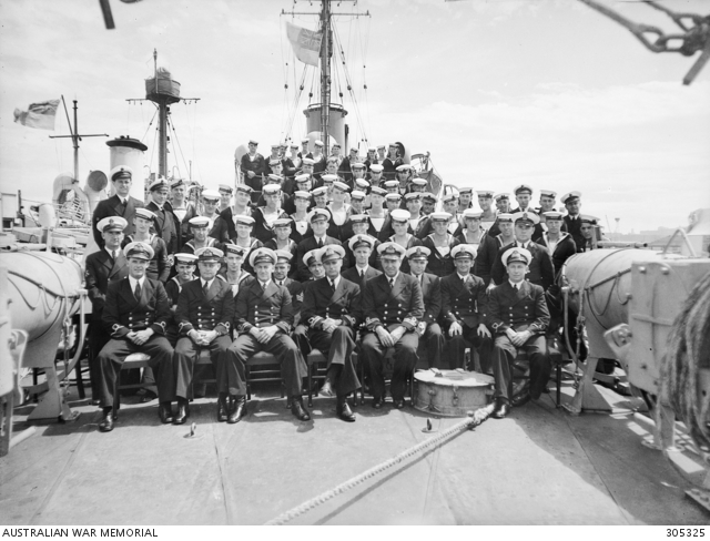 SYDNEY, NSW. GROUP PORTRAIT OF THE SHIP'S COMPANY OF THE CORVETTE HMAS ...
