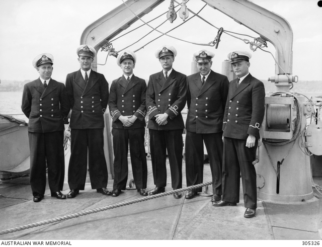 SYDNEY, NSW. GROUP PORTRAIT OF THE OFFICERS OF THE CORVETTE HMAS ...