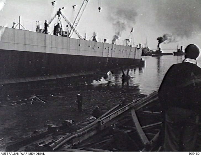 WILLIAMSTOWN NAVAL DOCKYARD, VIC. 1948-08-20. PORT SIDE VIEW OF THE ...