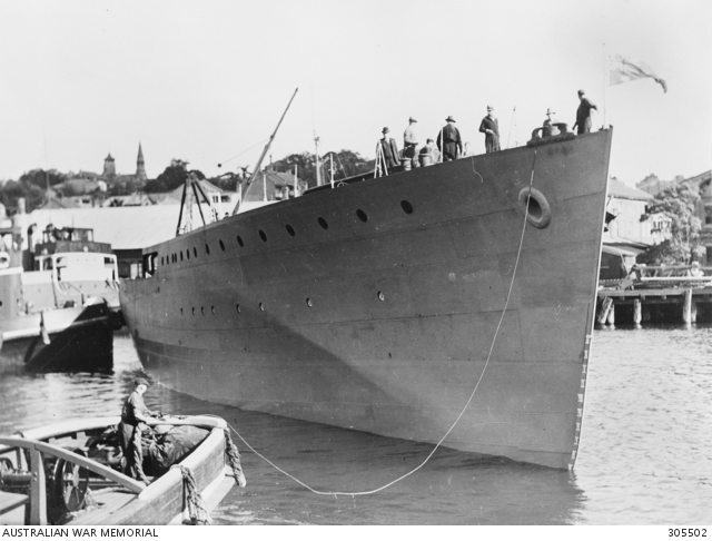 MORT'S DOCK, BALMAIN, NSW. 1940-10-25. THE NEWLY LAUNCHED CORVETTE HMAS ...