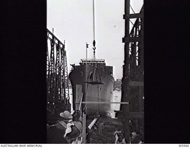 MORT'S DOCK, BALMAIN, SYDNEY, NSW. 1941-05-08. THE LAUNCHING OF THE ...