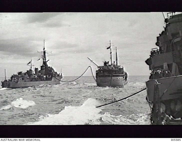 SOUTH OF LOMBOK, INDONESIA. 1955-06-01. THE DESTROYER HMAS WARRAMUNGA ...