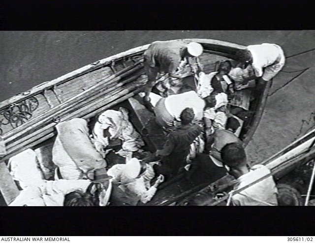 JAVA SEA. 1942-02-03. SURVIVORS FROM THE DUTCH VESSEL NORAH MOLLER ...