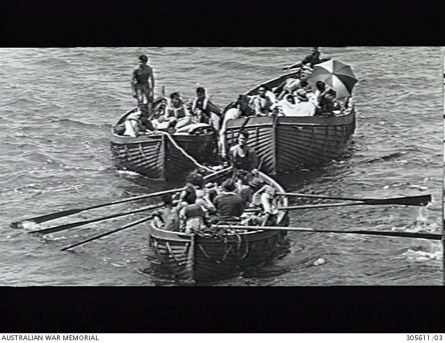 JAVA SEA. 1942-02-03. SURVIVORS FROM THE DUTCH VESSEL NORAH MOLLER ...