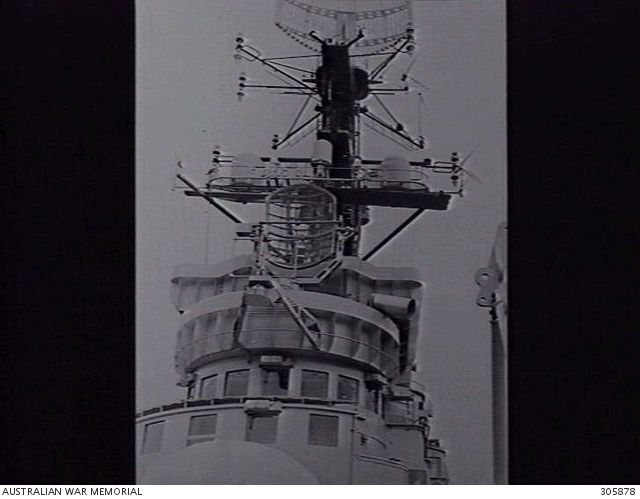 SYDNEY, NSW. C.1964-02. DETAIL VIEW OF THE BRIDGE AND MAST OF THE ...
