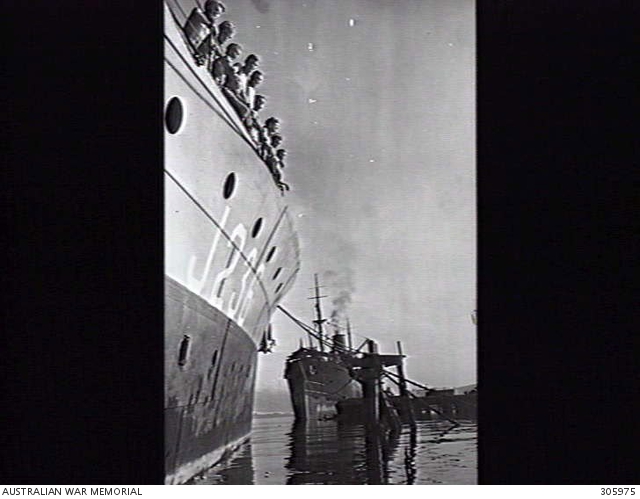 BOEROE, MOLUCCAS ISLANDS. 1945-10. MEMBERS OF THE SHIP'S COMPANY OF THE ...