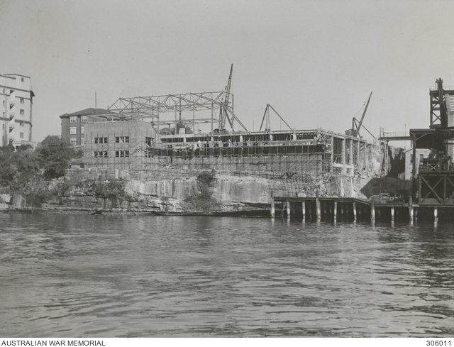 NORTH SYDNEY, NSW. C.1942. EXTERIOR OF A BUILDING OF THE RAN TORPEDO ...