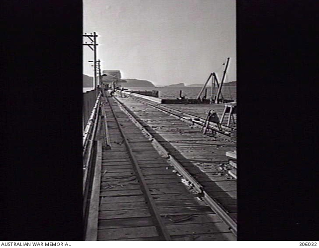 PITTWATER, NSW. THE JETTY OF THE RAN TORPEDO RANGE, LOOKING SEAWARD ...