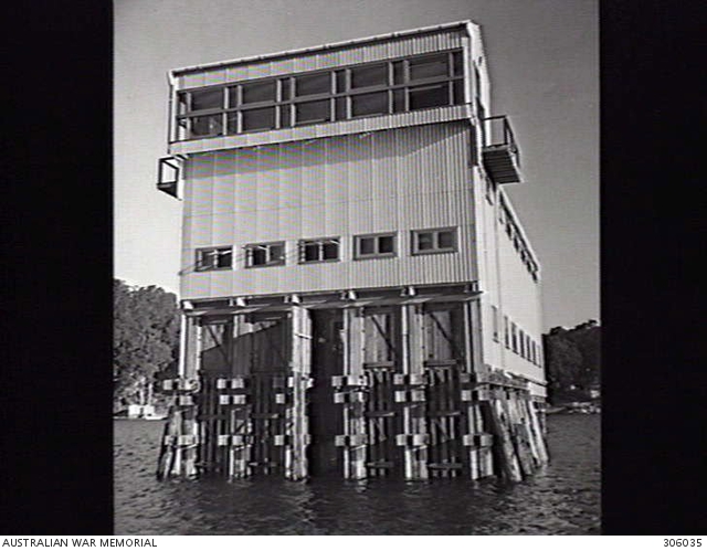 PITTWATER, NSW. THE BUILDING HOUSING THE TORPEDO FIRING GEAR AT THE RAN ...