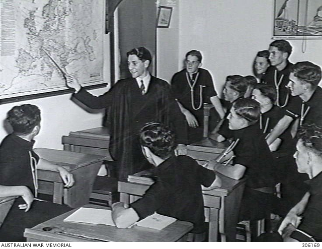 HMAS CERBERUS, FLINDERS NAVAL DEPOT, VIC. C.1955. CADET MIDSHIPMEN AT ...