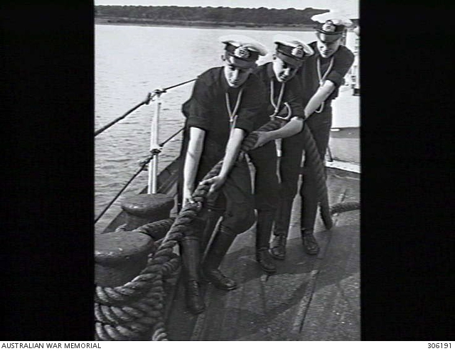 HMAS CERBERUS, FLINDERS NAVAL DEPOT, VIC. C.1950. CADET MIDSHIPMEN AT ...