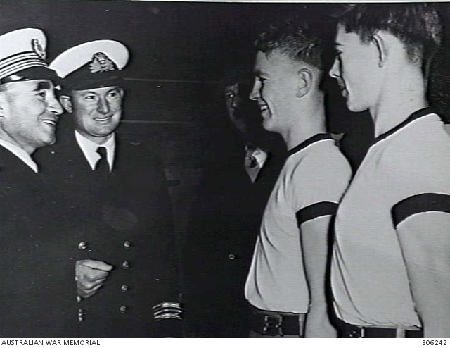 HMAS CERBERUS, FLINDERS NAVAL DEPOT, VIC. 1955-07-01. CADET MIDSHIPMEN ...