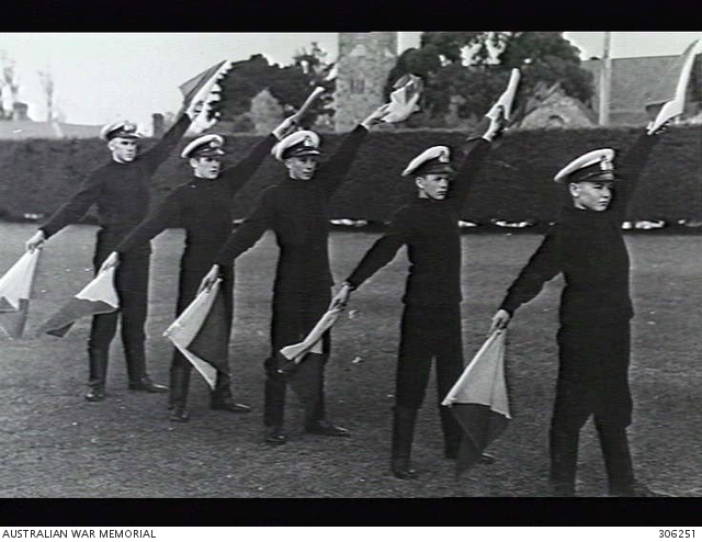 HMAS CERBERUS, FLINDERS NAVAL DEPOT, VIC. 1954. CADET MIDSHIPMEN AT THE ...