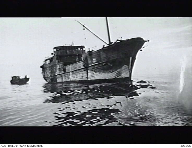WAJHAJA, SOELA, HALMAHERA ISLANDS. C.1945. STARBOARD BOW VIEW OF A ...