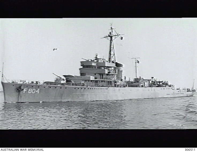 PORT PHILLIP BAY, VIC. C.1956. PORT BOW VIEW OF THE DUTCH FRIGATE (EX ...