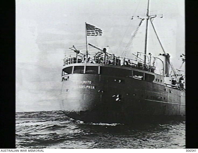 SOUTH ATLANTIC OCEAN. 1941-11. STERN VIEW OF THE GERMAN BLOCKADE VESSEL ...