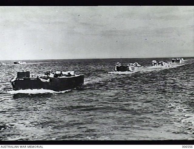 LANDING CRAFT ASSAULT OF THE ROYAL NAVY IN LINE AHEAD. THE SECOND ...