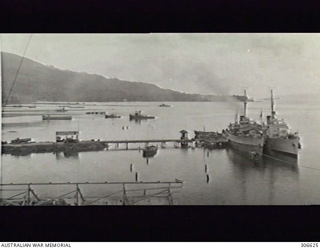 AMBON, NETHERLANDS EAST INDIES. 1945-10. THE CORVETTES HMAS GLENELG ...