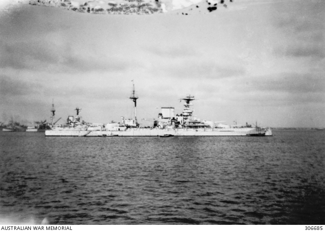 ALEXANDRIA, EGYPT. 1940-09-03. STARBOARD SIDE VIEW OF THE BATTLESHIP ...