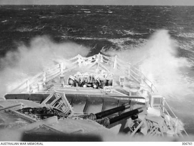 Korea. c. 1952. Ice formed on the forecastle of the frigate HMAS ...