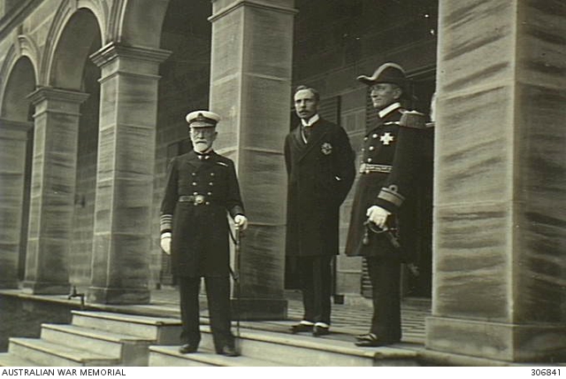 On the steps of Admiralty House, the Governor General Lord Denham ...