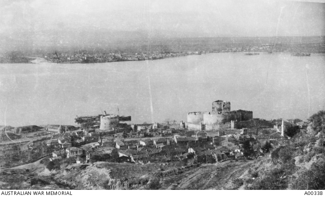 View across the Narrows to Chanak from above Kilid Bahr, an old Turkish ...