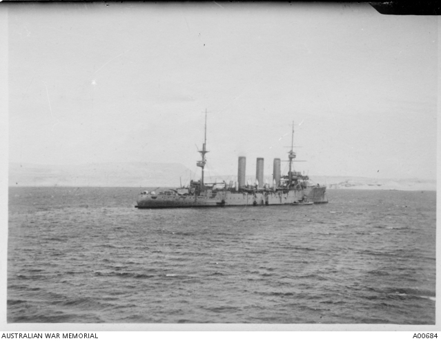Starboard Quarter view of the armoured cruiser HMS Lancaster ...