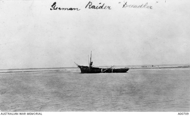 The damaged German raider Seeadler. | Australian War Memorial