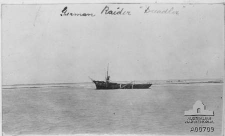 The damaged German raider Seeadler. | Australian War Memorial