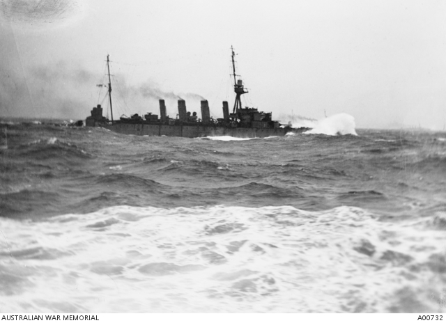HMAS Sydney at full speed in a heavy sea off Dogger Bank. | Australian ...