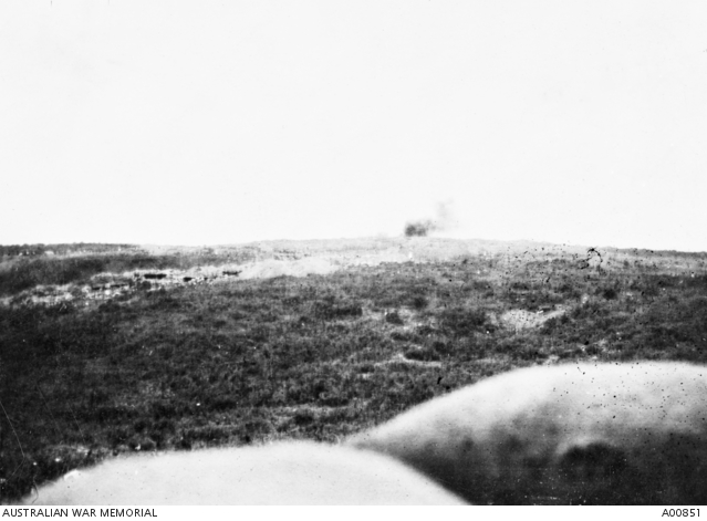 A shell bursting at Lone Pine. The trenches in this area were 50 yards ...