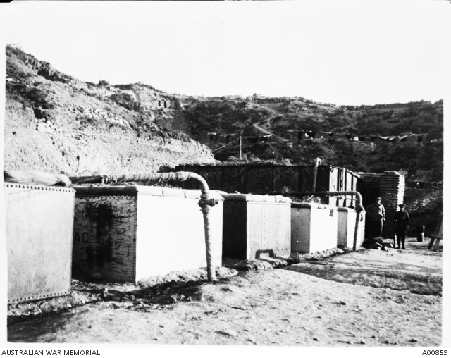 Water tanks on the beach, taken shortly after their installation. See ...