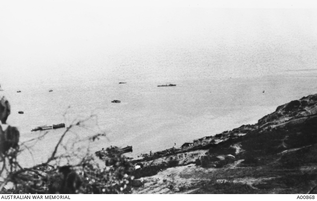 View of Anzac Beach, showing ships in the harbour. | Australian War ...