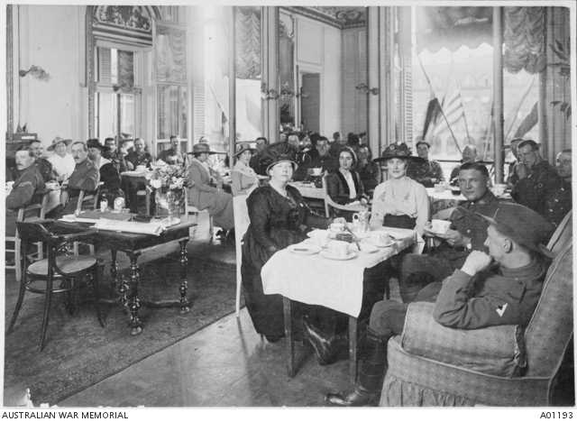 Unidentified soldiers and civilian women enjoying the tea rooms in the ...