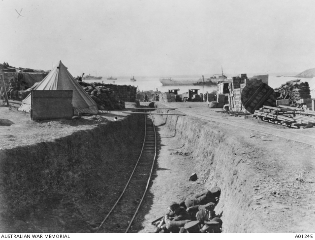 West Beach end of the completed sunken road and rail line at Suvla Bay ...