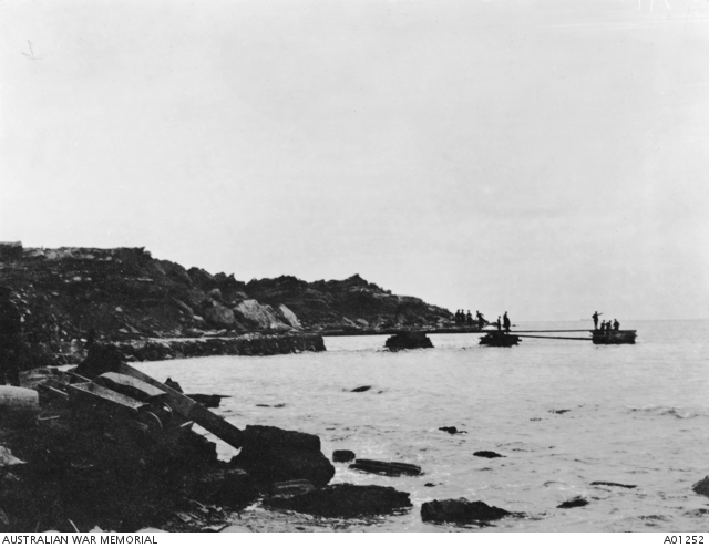 Men of the 1st Royal Australian Navy Bridging Train (RANBT) placing the ...