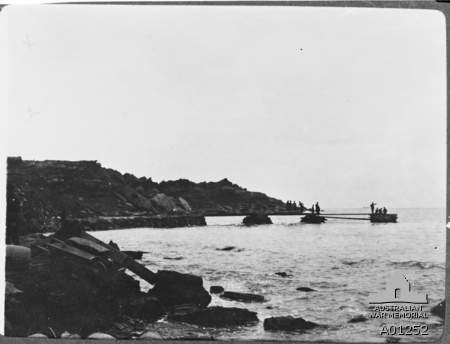 Men of the 1st Royal Australian Navy Bridging Train (RANBT) placing the ...