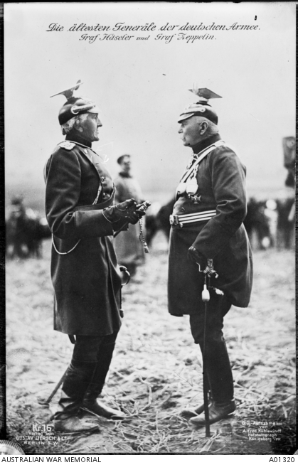 The caption at top of photograph in German reads 'The oldest Generals ...