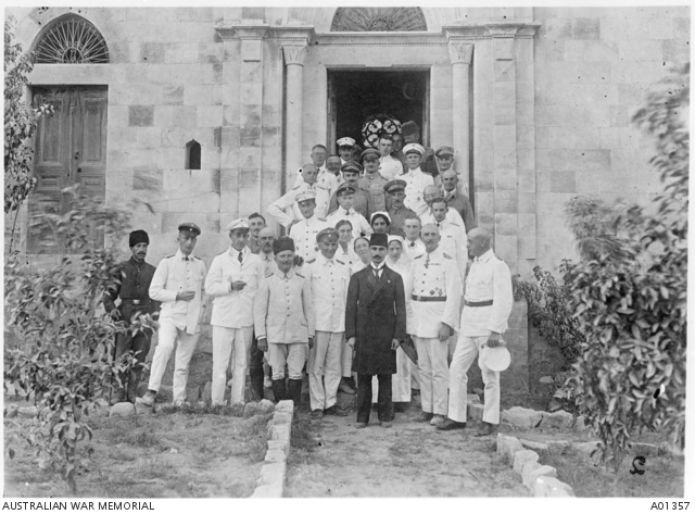 The welcoming committee of Turkish and German officers waiting for the ...