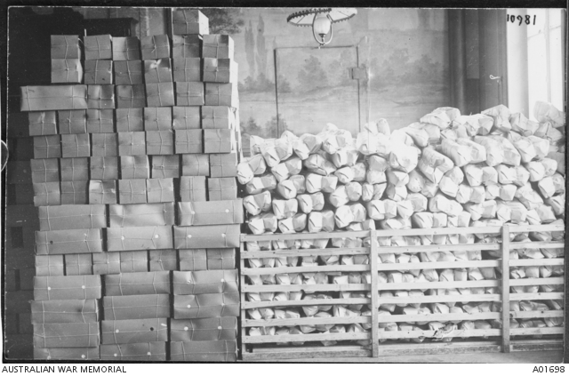 Bread parcels ready for despatch at the Berne Bread Bureau for British ...