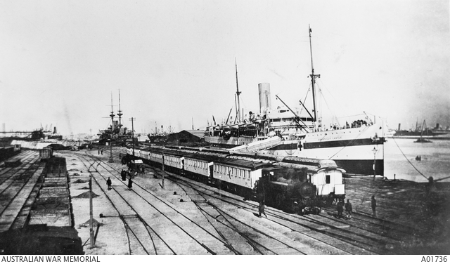 The hospital ship Grantully Castle docked at Alexandria, the hospital ...