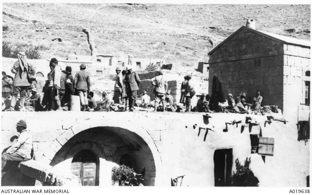 Captured Turkish prisoners at Amman. This is the right hand image in a ...