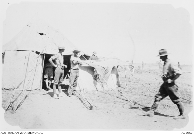A damaged hospital marquee at Belah after a bomb attack. | Australian ...
