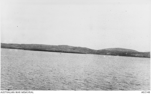 View from Mudros harbour on the Greek island of Lemnos, showing the ...