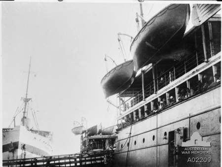 Hospital ships docked at Alexandria, showing modified gangways for the ...