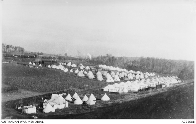 View of the camp at the Anzac Receiving Station at Rashid Bek, the day ...