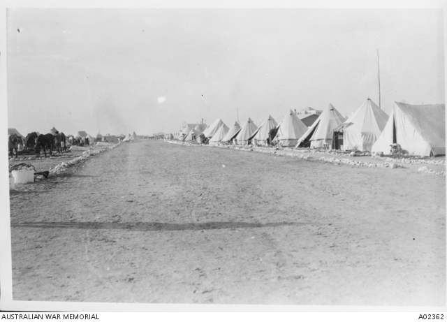 Tent lines of the 6th Australian Light Horse Regiment camp at Maadi ...