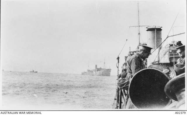 View of the British transport ship HMAT Ballarat after the troops had ...