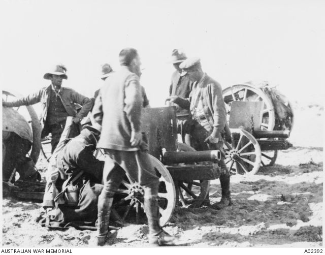 Turkish guns which were captured during the battle of Rafa being ...