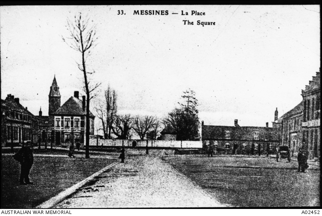 View of the square in Messines in Northern France, before the First ...